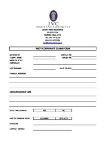 CLAIM FORM BODY CORP - JVC Insurance