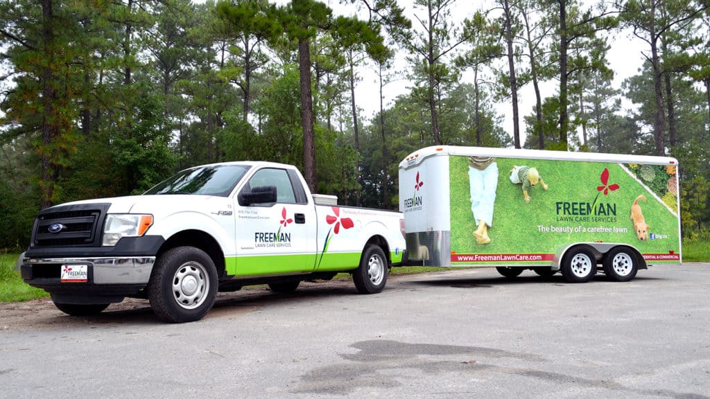 Freeman-Landscape-Truck-Graphics-and-Trailer-Full-Wrap - JVC Insurance